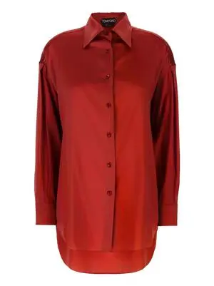 TOM FORD Long-sleeve Silk Shirt - Red