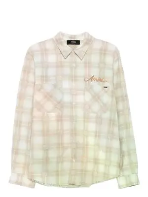 Amiri Checked Frayed Shirt - Neutrals