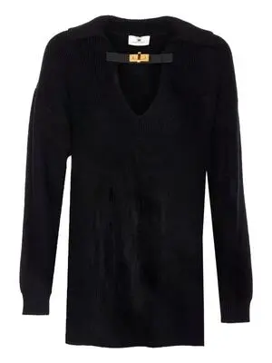Elisabetta Franchi V-neck Wool-blend Sweater - Black