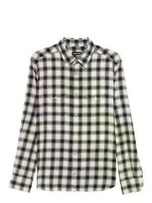TOM FORD Checked Flap-pocket Western Shirt - Brown