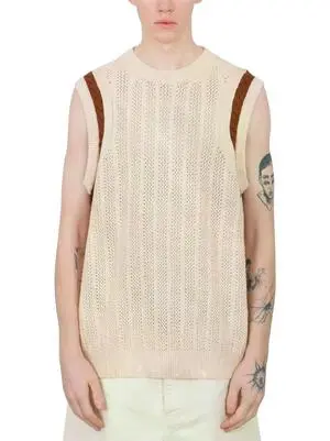 Drole De Monsieur Open-knit Vest - Neutrals