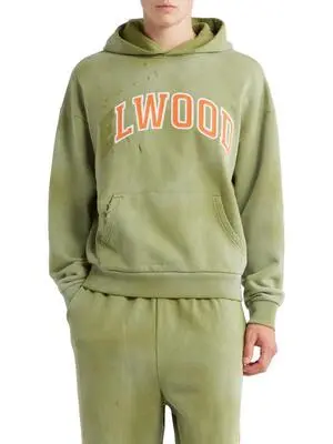 ELWOOD Fireside Distressed Logo Hoodie - Washed Green