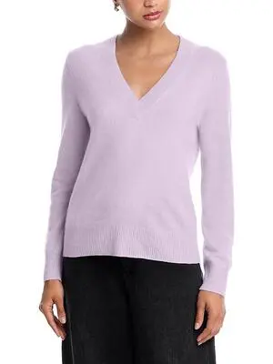Aqua 100% Cashmere V-neck Sweater - Light Wisteria