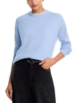 Aqua Crewneck 100% Cashmere Sweater - Chambray