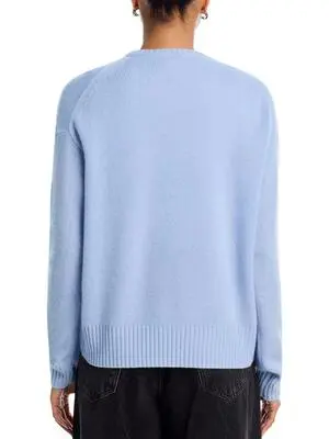 Aqua Crewneck 100% Cashmere Sweater Chambray