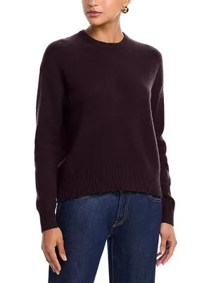 Aqua Crewneck 100% Cashmere Sweater - Dark Brown