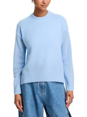 Aqua Crewneck 100% Cashmere Sweater - Frost Blue
