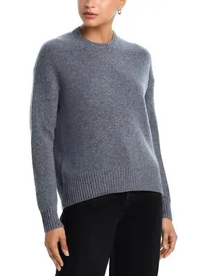 Aqua Crewneck 100% Cashmere Sweater - Medium Gray