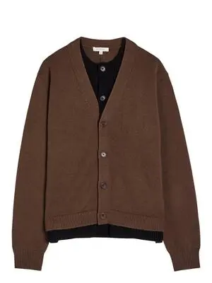 JW Anderson Contrast Layered Wool And Cashmere-blend Cardigan - Brown