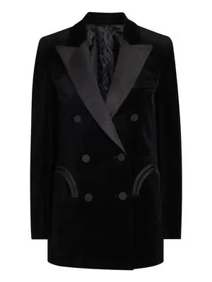 BLAZÉ MILANO Everyday Double-breasted Velvet Blazer - Black