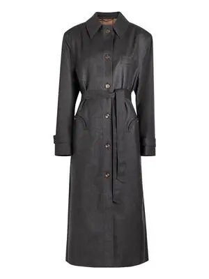 BLAZÉ MILANO Basotto Belted Wool Trench Coat - Grey