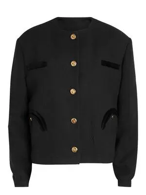 BLAZÉ MILANO Shamo Bolero Velvet-Trimmed Tweed Jacket