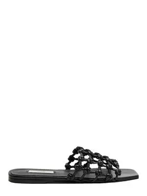 TOTÊME Braided Leather Sliders - Black