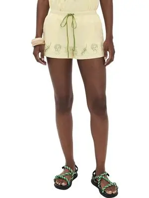 BAILEY ROSE Embroidered Shorts - Lemon