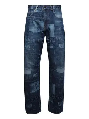 Palm Angels X La Times News Loose Denim Jeans - Blue