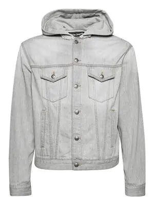 Palm Angels Curved Logo Denim Jacket - Light Grey