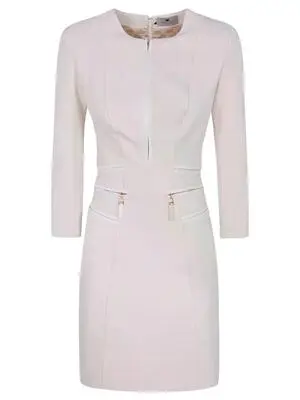 Elisabetta Franchi Zip-trimmed Pocket Midi Dress - White