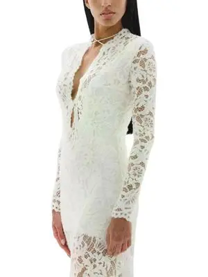 MANURI Lace Long-sleeve Maxi Dress - White