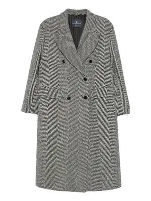 Ermanno Scervino Herringbone Double-breasted Coat - Black