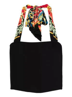 Alice + Olivia Lee Floral-print Halterneck Top - Black