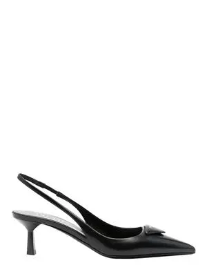 Prada Leather Slingback Pumps - Black