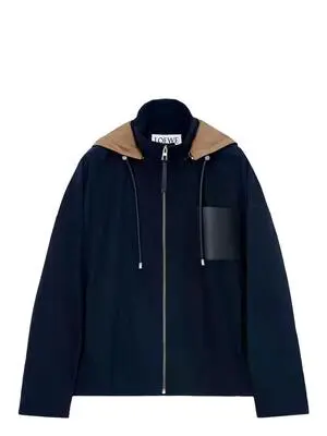 Loewe Hooded Jacket With Leather Patch - Blue