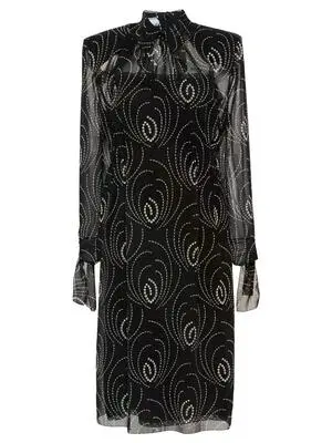 Prada Graphic-print Chiffon Midi Dress - Black