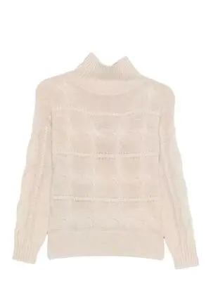 Max Mara Cable-knit Turtleneck Sweater - Neutrals