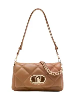 Liu Jo Quilted Shoulder Bag With Logo Plaque - Brown