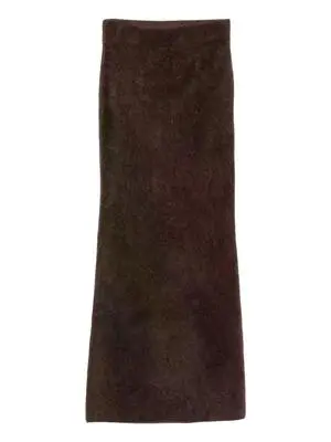Soft Goat Cashmere Ankle-length Skirt - Brown