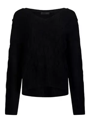 Liu Jo Cable-knit V-neck Sweater - Black