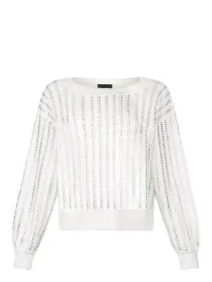 Liu Jo Rhinestone-embellished Puff-sleeve Sweater - White