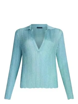 Liu Jo Ribbed V-neck Sweater - Blue