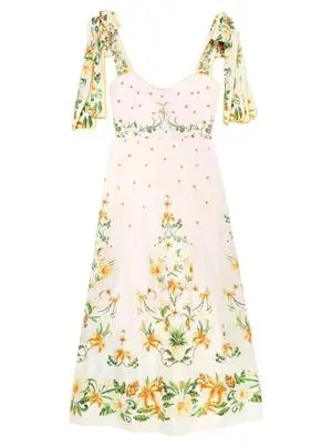 Farm Rio Botanical Beauty Midi Dress - Pink