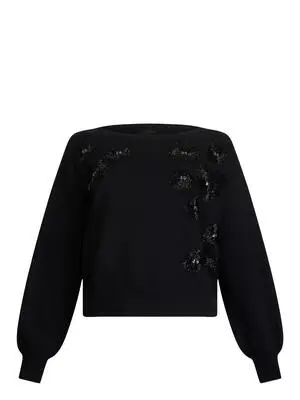 Liu Jo Rhinestone-embellished Puff-sleeve Sweater - Black