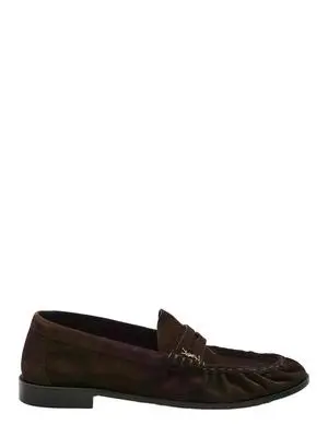 Saint Laurent Cassandre-detail Suede Loafers - Brown