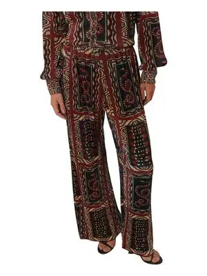 Farm Rio Snake Scarves-print Pleated Trousers - Black