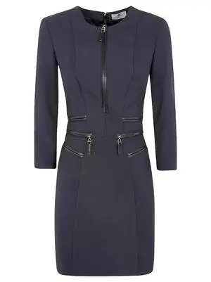 Elisabetta Franchi Zip-detail Sleeve Dress - Black