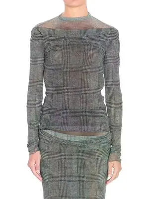 Jean Paul Gaultier Checked Mesh Top - Grey