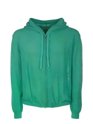 LANEUS Zip-up Knit Hoodie - Green