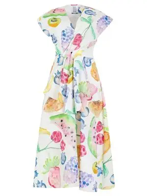 Rosie Assoulin Swept Away Fruit-print Midi Dress - White