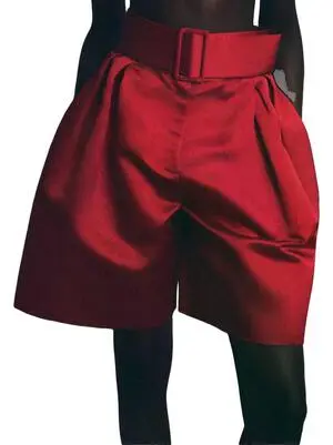 Rosie Assoulin Belted Pleated Shorts - Red