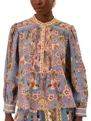 Farm Rio Tapestry-print Blouse - Blue