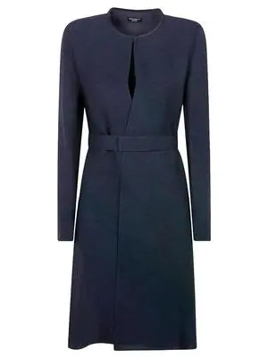 Emporio Armani Belted Keyhole-neck Dress - Blue