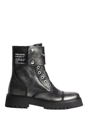 Zadig&Voltaire Leather Combat Boots - Black