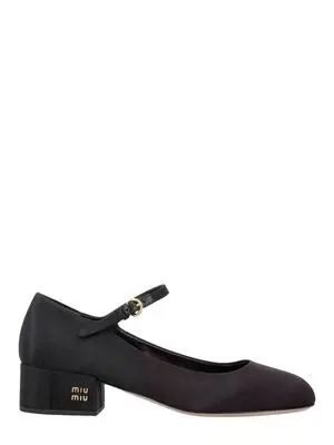 Miu Miu 35mm Moiré Mary Janes - Black