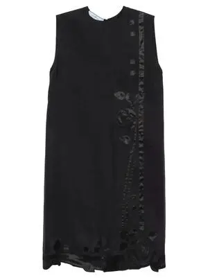PRADA Floral-Appliqué Midi Dress