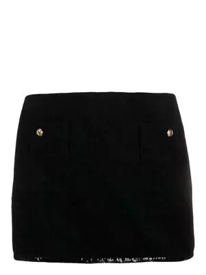 Miu Miu Sequin Trim Knit Mini Skirt - Black