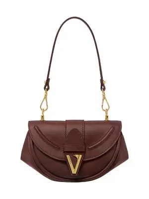Versace Virtus Leather Shoulder Bag - Red