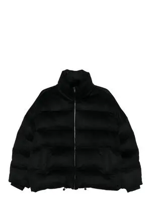 Soft Goat High-neck Puffer Jacket - Black